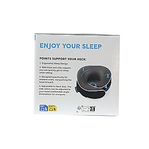 Proglobe Orthopedic Neck Pillow, Travel Neck Pillows for Airplanes, Memory Foam Kit, 360° Head Support, Airplane Pillow Set with 3D Contoured Eye Masks, Earplugs, and Luxury Mesh Bag (Black)