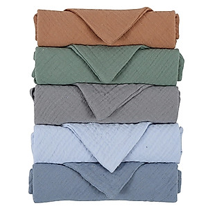 Kjuti Baby Muslin 100% Cotton Burp Washcloth - 4 Layer Hypoallergenic Saliva Soothe Face Washcloths - Burp Cloths 9x9 inch -Newborn Essentials -Burp Cloths for Baby Boy and Girl (ChromaBlend)