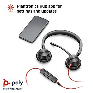 Plantronics - Blackwire 3325 Wired Stereo USB-C Headset with Boom Mic (Poly) - Connect to PC/Mac via USB-C or Mobile/Tablet via 3.5 mm Connector - Works with Teams, Zoom & More