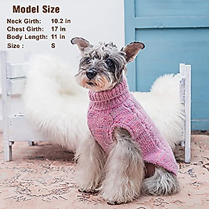 BEAUTYZOO Small Dog Sweater -Turtleneck Pullover Classic Cable Knit Fuzzy Winter Coat Dog Cold Weather Clothes for Small Medium Dogs Puppy Girl Boys(Gradient Rose, XXS)