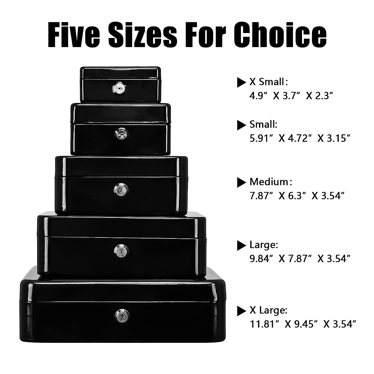 KYODOLED Medium Cash Box with Money Tray,Small Safe Lock Box with Key,Cash Drawer,7.87"x 6.30"x 3.54" Black Medium