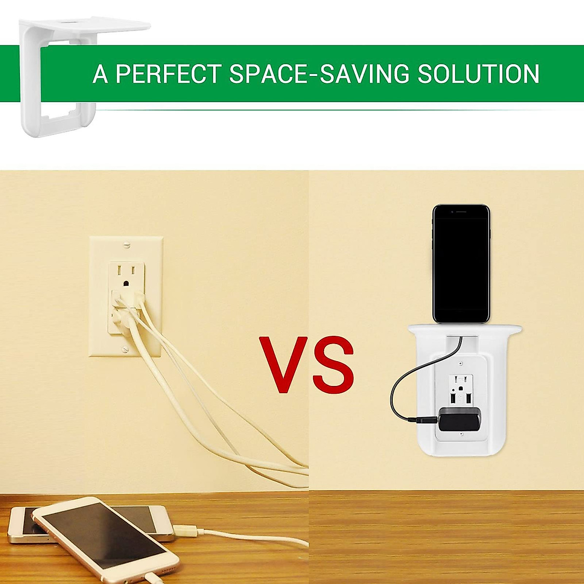 Outlet Shelf, Outlet Shelf Wall Holder Wall Outlet Shelf ABS Plastic Bathroom Wall Shelf Wall Shelf Organizer Outlet Shelf Wall Holder for Smart Home Devices, Phones, Speaker