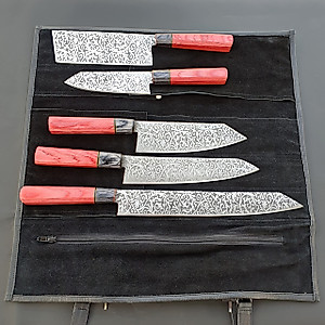 Vetus Japanese Knife Set | 12C27 High Stainless Steel Chef Knife Set | Professional Etched Kitchen Knives Set with Chef Bag/Knife Roll | Chef Knife Bag
