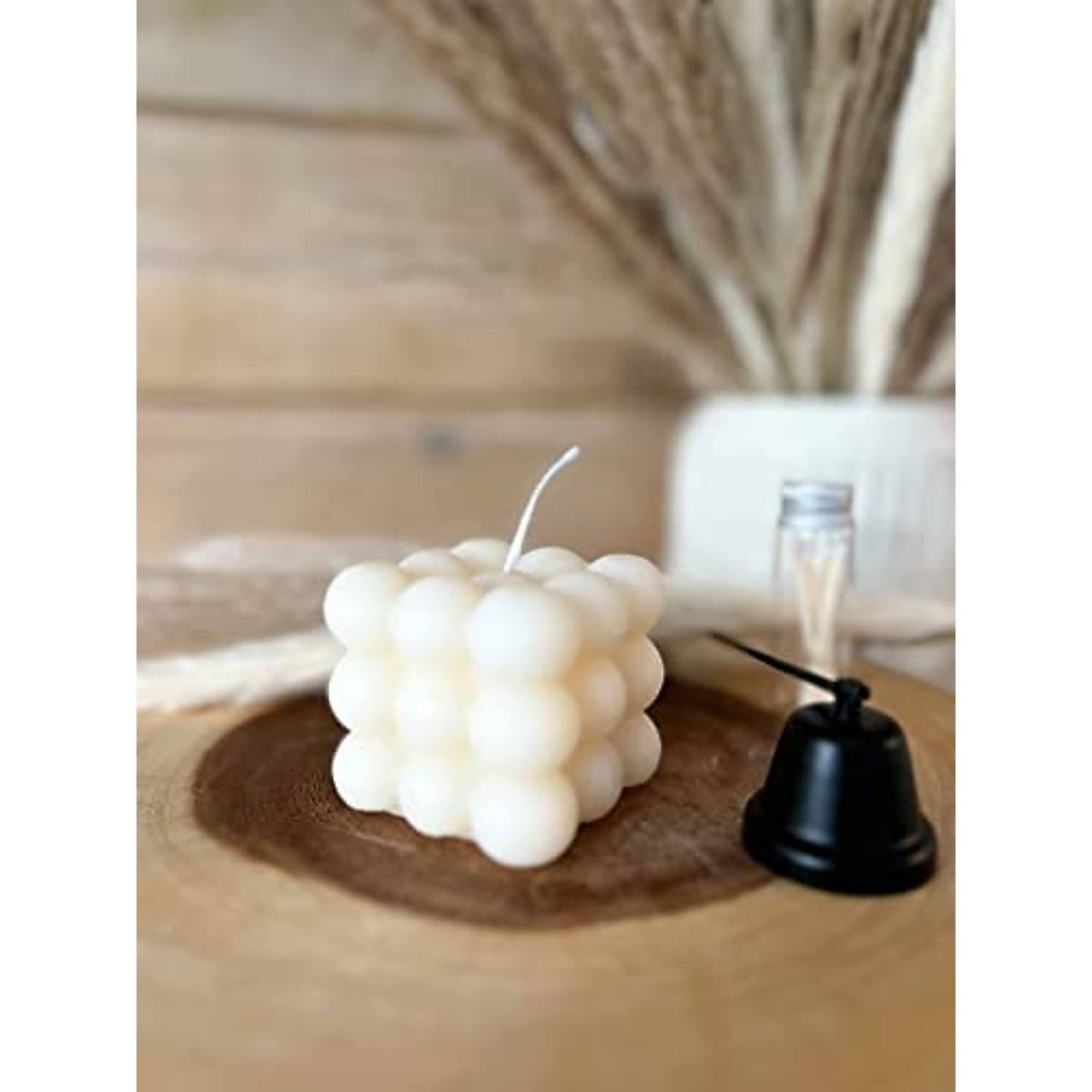 Scented Cube Candle, Bubble Candle, Cube Candle, Candle Sticks, Scented Candle, Decorative Candle, Natural Soy Wax, Housewarming Gift (White)