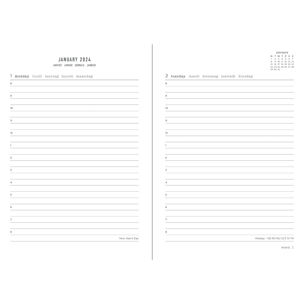 Letts Big Plans A6 2024 day to page with appointments diary - stone