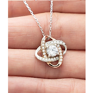 AMISK CREATIVES Granddaughter Necklace Gifts From Grandma Grandmother Or Grandpa Grandfather To My Granddaughter Birthday Graduation Pendant Jewelry with Message Card and Gift Box - Gold Love Knot