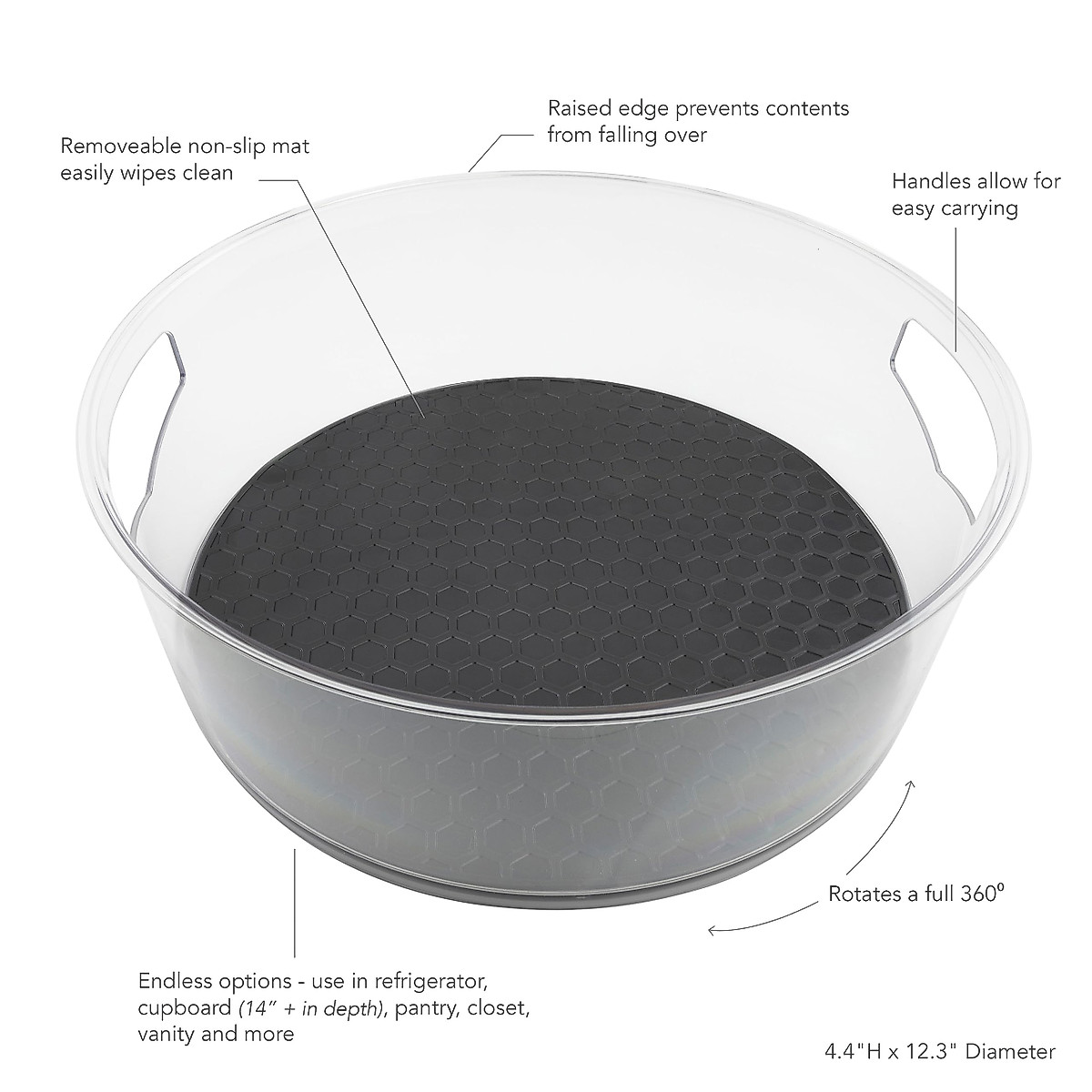 Spectrum Hexa Large Lazy Susan - Set of 2 - Revolving Storage Tray for Refrigerator, Pantry, Cabinet, Table, & Shelf Organization/Perfect for Spices, Condiments, Produce, & More