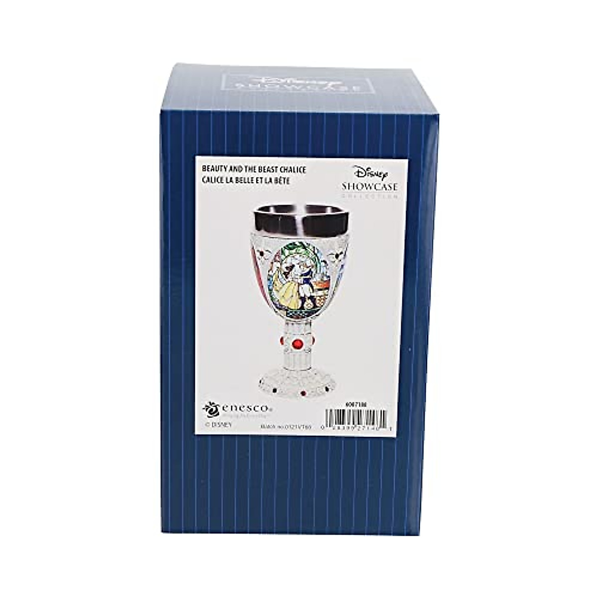 Enesco Disney Showcase Beauty and The Beast Stained Glass Scenes Decorative Chalice Goblet Cup, 1 Count (Pack of 1), Multicolor