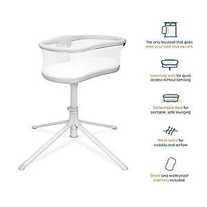 Halo BassiNest Home and Travel Combo, 3.0 Bedside BassiNest Swivel Sleeper, Flex Portable Adjustable BassiNest