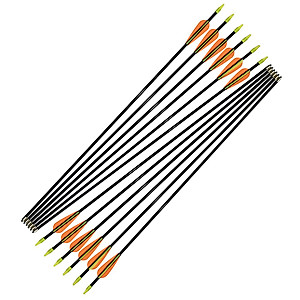NIKA ARCHERY Fiberglass Arrows for Youth Practise Recurvebow Compound Bow Shooting 12X 26 inch