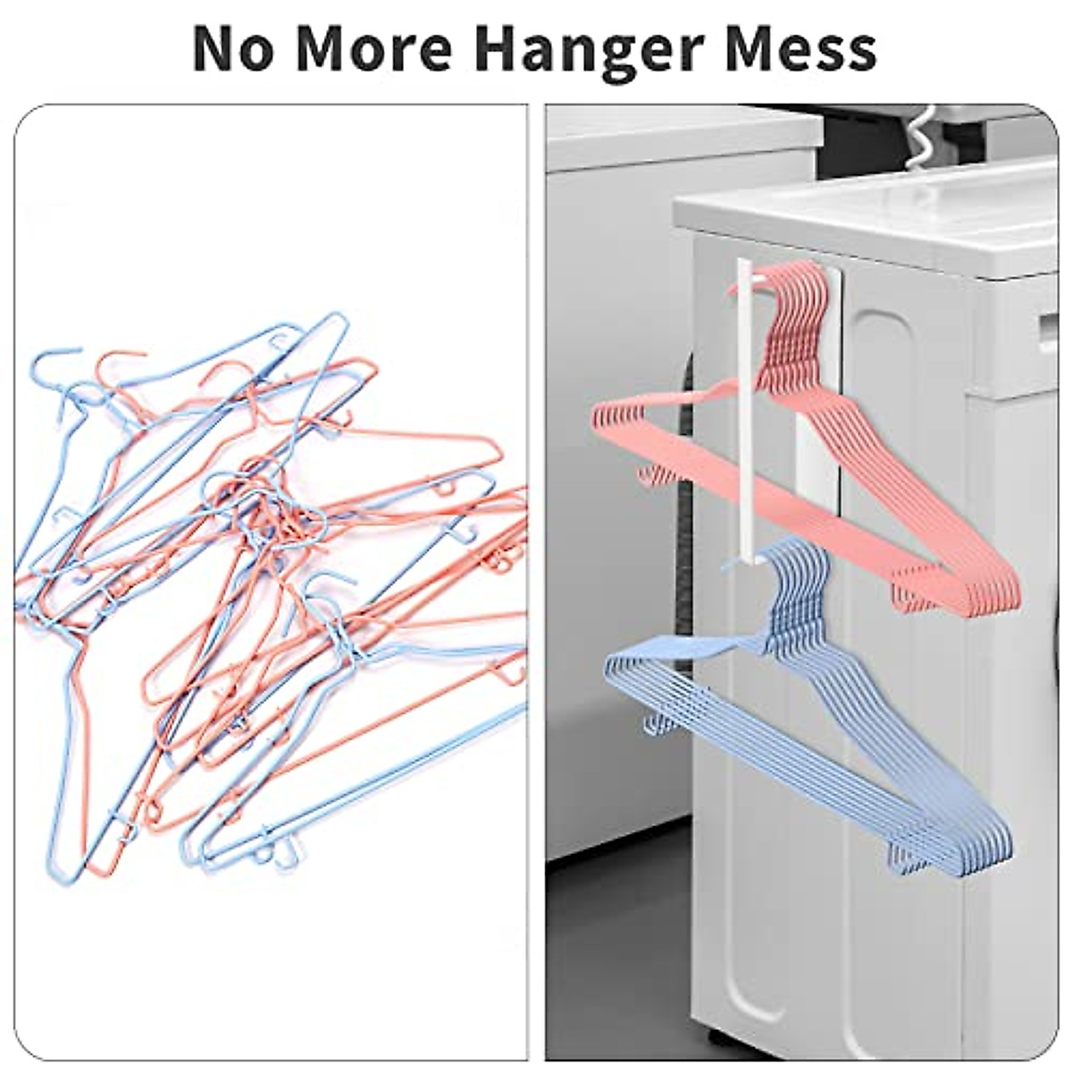 Magnetic Hanger Storage Rack,Wall Mount Clothes Rack Organizer for Washing Machine,Hanger Stacker for Closet Laundry Room,Space Saving Clothes Hanger Storage (White)