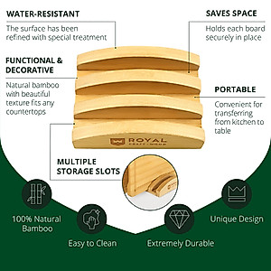 ROYAL CRAFT WOOD Cutting Board Organizer - Cutting Board Stand and Holder for Countertop Space Optimization, Cutting Board Rack that Holds up to 3 Cutting Boards to 0.6 Inches Thick