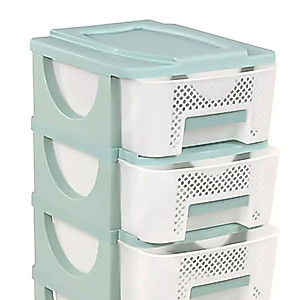 Homeplast Ouma 38 Inch Tall Plastic 5 Drawer Home Storage Indoor/Outdoor Organizer Shelf Unit with Perforated Ventilated Drawers, Green