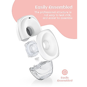 X-Bosak Breast Pump Hands Free, Wearable Electric Portable Silicone Breast Pump, 3 Modes & 8 Levels, Painless & Leak-Proof Design, 17mm~27mm Flange Inserts, Smart LCD Display, 2 Pack, White