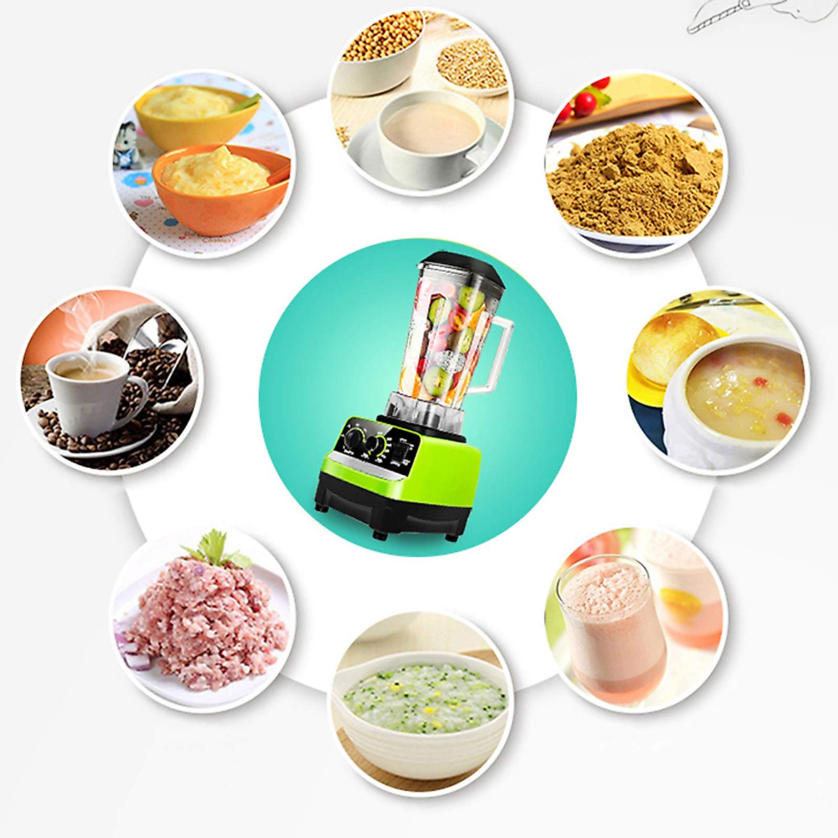 1300W Electric Blender 2L/68 Oz Professional Countertop Blender Portable Adjustable Speed Food Mixer Juicer for Smoothies, Frozen Drinks & Ice Cream, Stainless Steel Blades