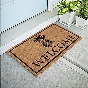 Avera Products | Classic Pineapple Welcome Mat, Natural Coir Fiber Doormat, Anti-Slip Mat Backing
