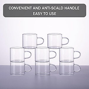 Motanber Espresso Cups Set of 8, Espresso Shot Glass 3.5 OZ, Mini Glass Cup, Clear Glass Tea Mugs, Small Coffee Cup with Handle for Latte, Tea, Espresso Machine