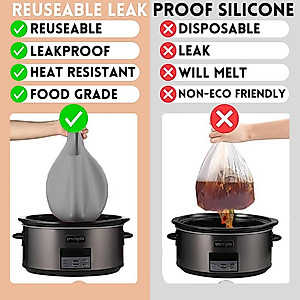 Verdanita Reusable Silicone Crock Pot Liners 3 Pcs - Silicone Slow Cooker Liners - Crockpot Liners for 6-8 Quart Oval or Round Slow Cookers (Gray, Beige, Black)