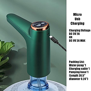 Water Bottle Pump for 5 Gallon Water Bottle Dispenser Pump SystemUSB Charging Automatic Drinking Water Pump Portable Electric Water Dispenser (Green)