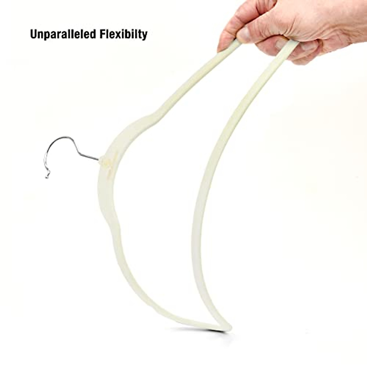 Closet Accessories Velvet Hangers 50 Pack, Sturdy Heavy Duty Felt Hangers 50 Pack, w/ 360° Swivel, Thin Hangers Non-Slip Velvet, No Shoulder Bumps Hangers, Flocked Hangers with Cascading Hooks, Ivory