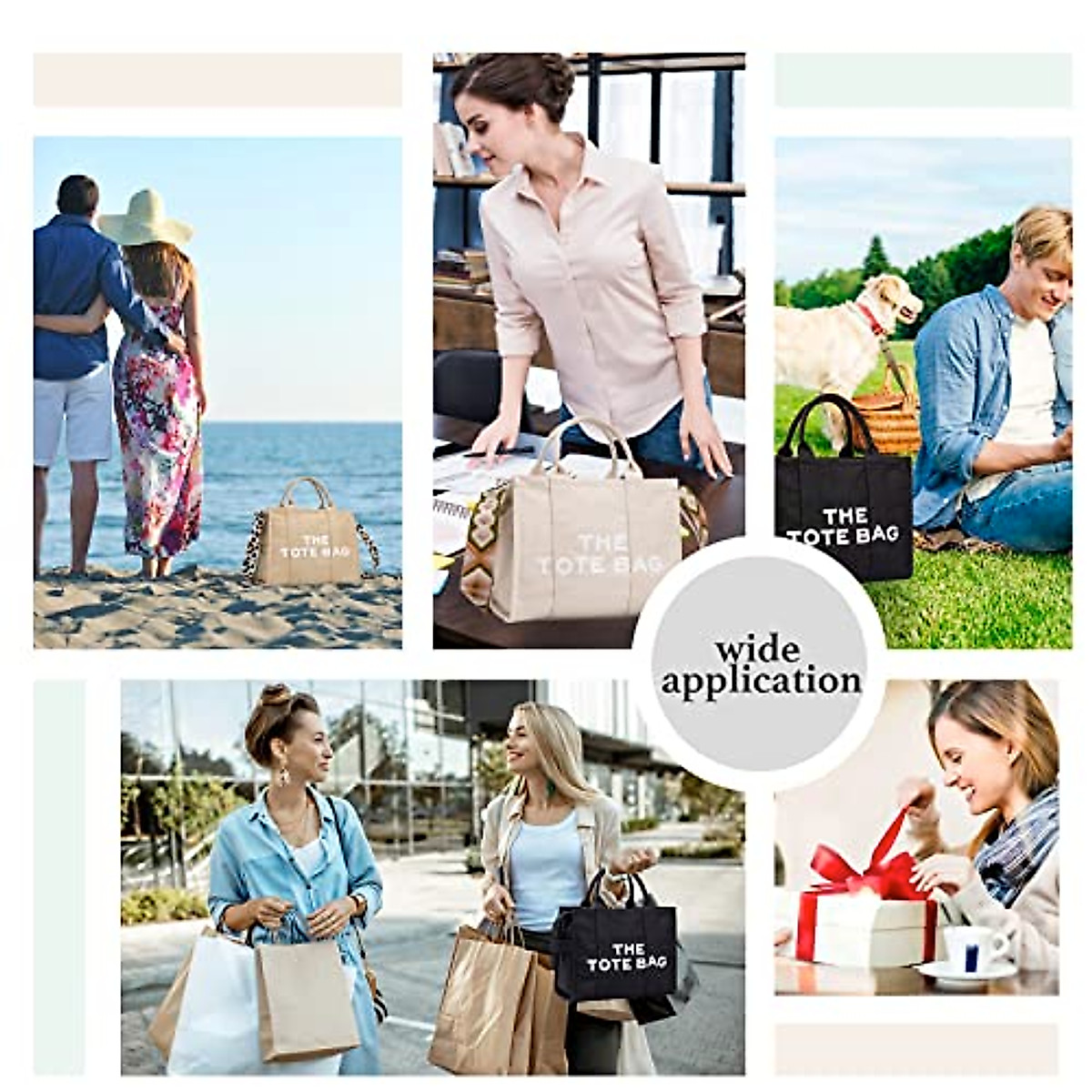 The Tote Bags for Women Travel Handbag Canvas Shoulder Bag with Zipper Crossbody Purse for Office, Travel, School (Black)