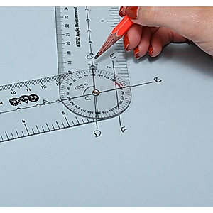 LEARNING ADVANTAGE-7752 Angle Measurement Ruler - Clear, Flexible and Adjustable Geometry Measuring Tool - Measure Angles to 360 Degrees and Lines to 12"