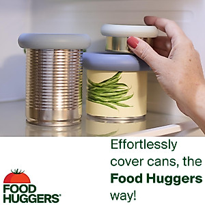 Food Huggers 3 Can Covers | Reusable Can Lids Snugly Seal Cans and Jars | 100% Food Grade Durable Silicone | Plastic Free (Blue)