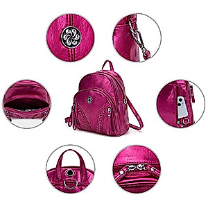 AngelKiss Mini Backpack Purses for Women Girls Anti-theft Soft leather Casual Shoulder Bag Fashion Ladies Satchel Bags ROSE