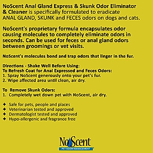 No Scent Anal Gland Express & Skunk Spray Pet Fur Cleaner for Dogs & Cats (8 Fl Oz / 237 mL)