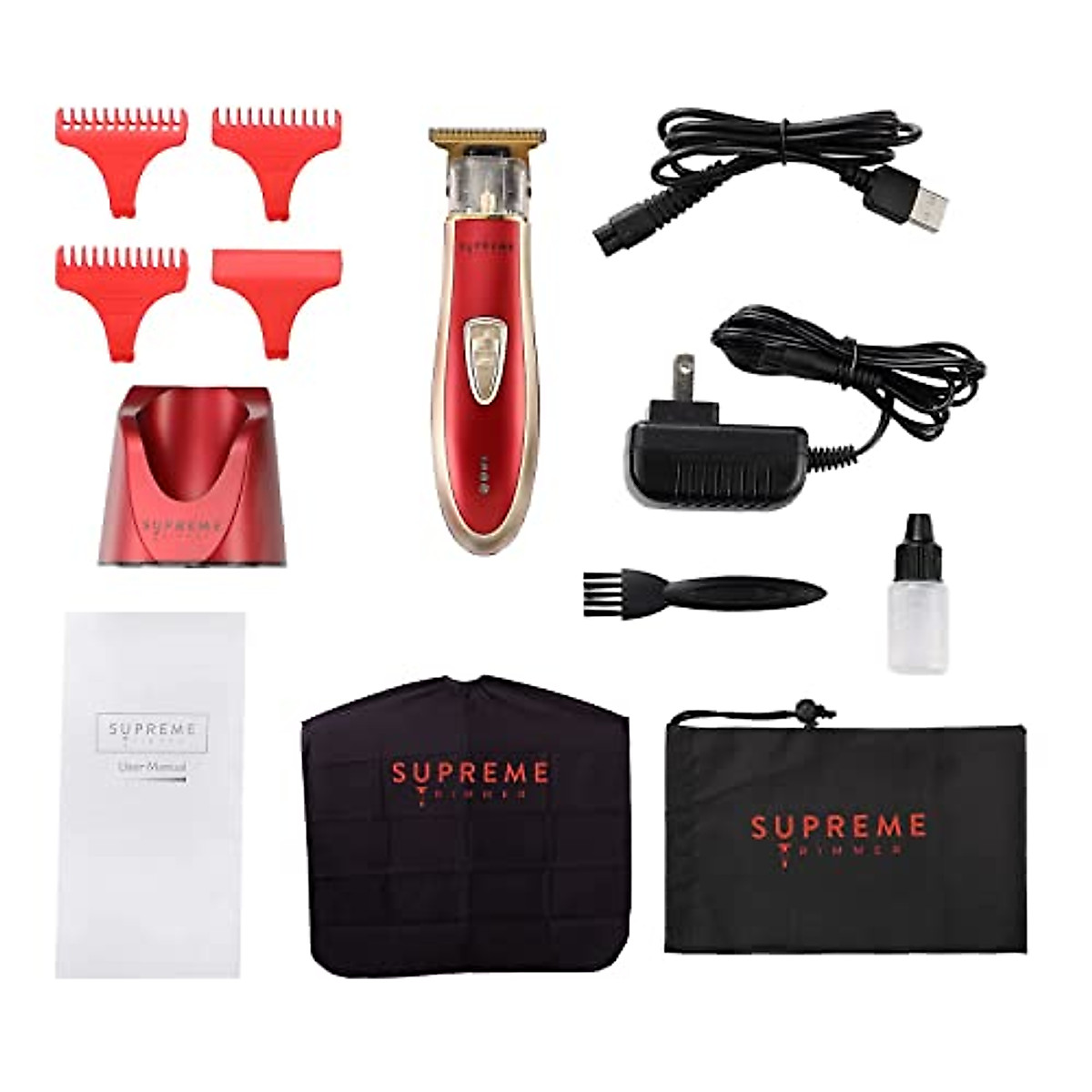 Supreme Trimmer Hair Trimmer ST5220 Beard Trimmer for Men, Professional Barber Liner Cordless Hair Clipper – Red T-Shaper Li