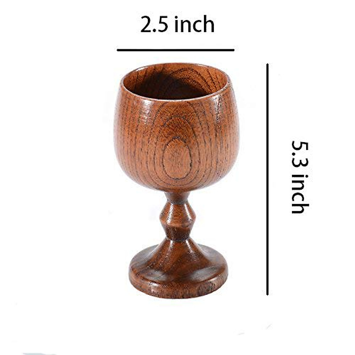 Vintage Jujube Wooden Wine Goblet Drinking Cup Water Cup Kitchen Accessories, 5.3 oz(150ml), Pack of 2 (B)