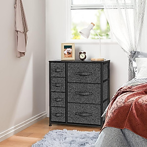 Pipishell Fabric Dresser with 7 Drawers, Storage Tower Drawer Dresser for Bedroom, Closets, Bedroom, Nursery Room, Hallway, Entryway, with Wood Top and Easy Pull Handle