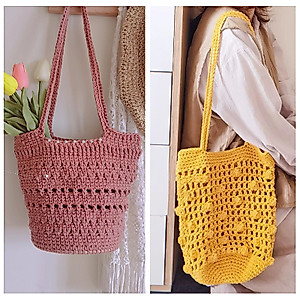 1 PCS 200g Sky Blue 100% Cotton Yarn Hollow Knitted Crochet Yarn,164 Yards Fabric Yarn Round Rope Yarn for DIY Handbag Purse Basket Cushion Crochet Bag