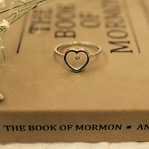 Heart Shaped Mustard Seed Ring for LDS and Christian Women of Faith in Silver and Gold with Mustard Seed Encased LDS Rings and Jewelry (Silver, 6)