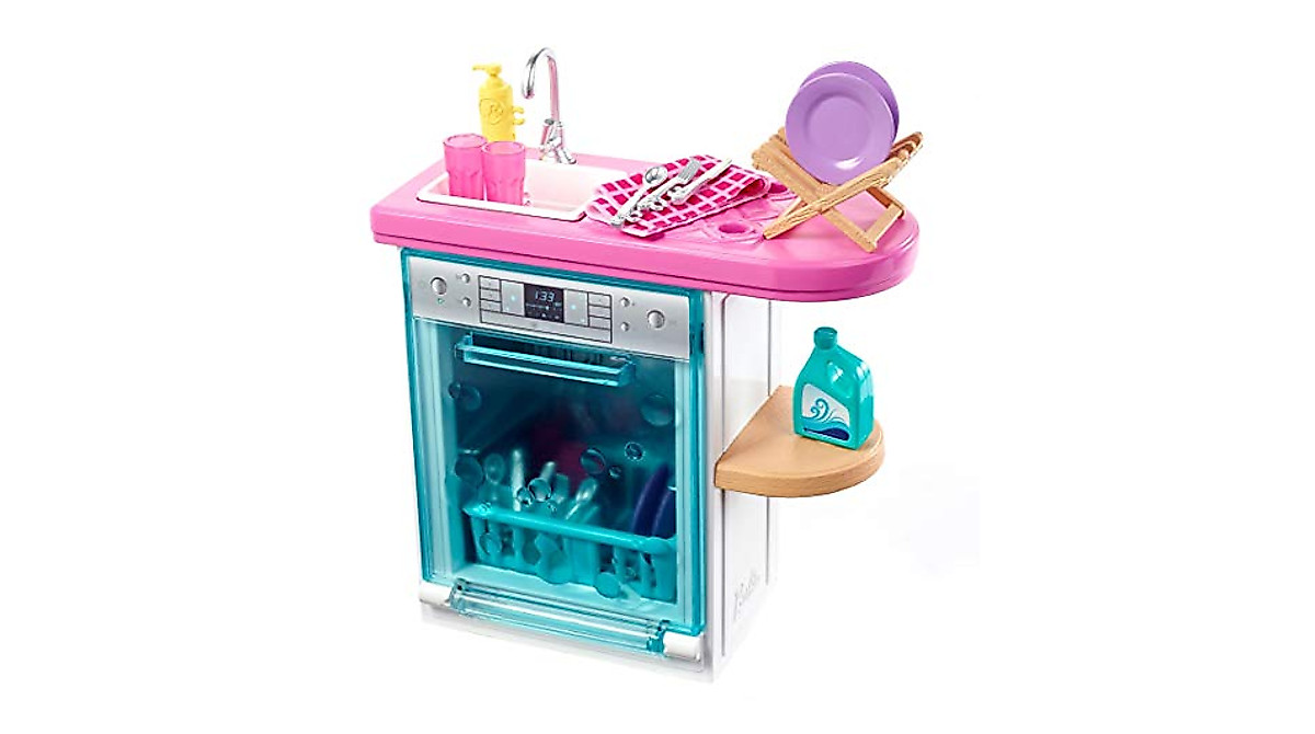 Barbie Indoor Furniture Playset with Dishwasher & Accessories