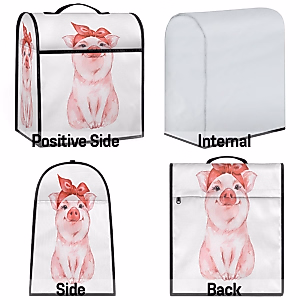 DXTKWL Cute Animal Pig Pink Coffee Maker Cover Dust protection, Coffee Machine Cover with Pockets and Top Handle， Easy Clean 14.6 * 11.2 * 17inch