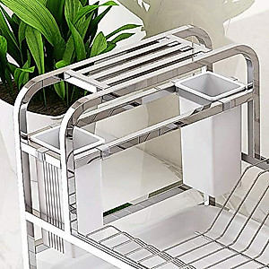 PDGJG Multifunctional Dish Drainer Cutlery Cup Drying Holder Rack Stainless Steel Drainer Tray Kitchen for Kitchen Ware ( Color : D )