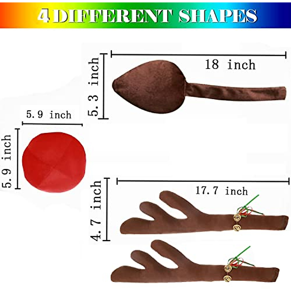 Car Reindeer Antlers & Nose Decorations Set- Car Jingle Bell Antlers and Nose,Christmas Decorations for Cars/Home,Best of Auto Accessories,Best for Car SUV Van Truck,Easy to Install