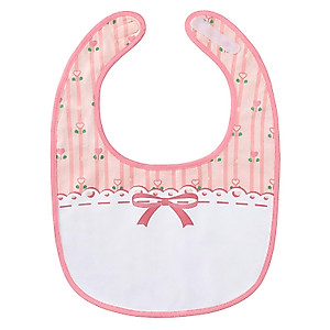 Littleforbig Cotton Waterproof Babydoll Printed Pink Floral Adult Bib with Adjustable Velcro Closure