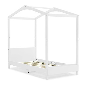 Delta Children Poppy House Wood Twin Bed, Platform Bed - No Box Spring Needed, Bianca White