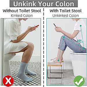 JIAPAIDUO Metal with Wood Squatting Toilet Stool, 7 Inch Bathroom Poop Stool for Adults, Waterproof and Anti-Slip Potty Stool, Healthy Portable Toilet Stool for Adults Kids Seniors Matte Black