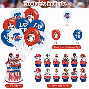 𝓟𝓱𝓲𝓵𝓪𝓭𝓮𝓵𝓹𝓱𝓲𝓪 𝓟𝓱𝓲𝓵𝓵𝓲𝓮𝓼 Party Decorations,Birthday Party Supplies For 𝓟𝓱𝓲𝓵𝓪𝓭𝓮𝓵𝓹𝓱𝓲𝓪 Baseball Party Supplies Includes Happy Birthday Banner, Balloons, Cupcake Toppers, Cake Topper for Baseball Fans