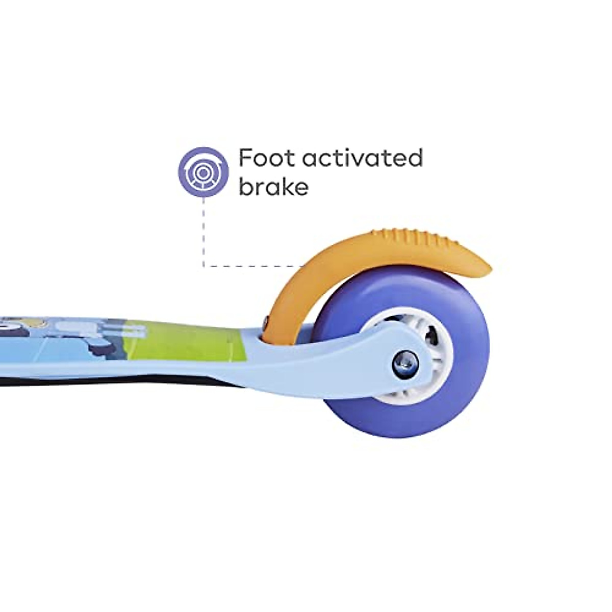Bluey Self Balancing Kick Scooter with Light Up Wheels, Extra Wide Deck, 3 Wheel Platform, Foot Activated Brake, 75 lbs Limit, Kids & Toddlers Girls or Boys, for Ages 3 and Up