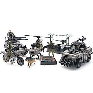MISTBUY US Army Men Action Figures with Military Vehicles Toys Playset, Toy Soldiers with Military Trucks, Helicopter, War Tent for Kids Boys Girls, Best Age 6 7 8 9 10