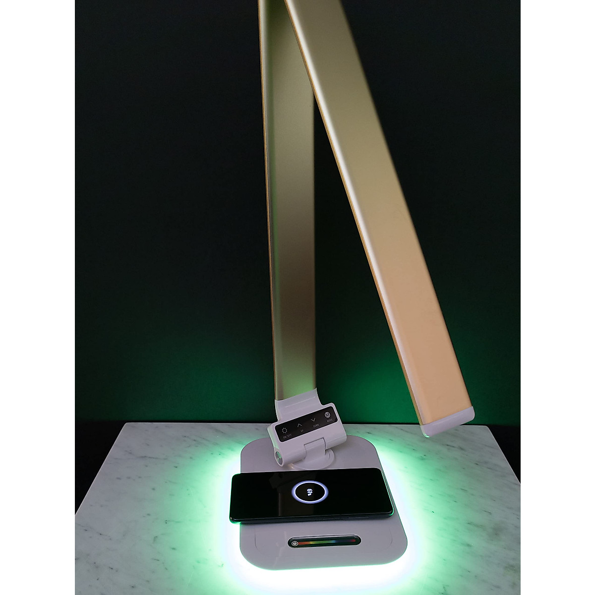 Zen Lumen Desk Lamp with RGB Accent Light Wireless Charger USB Port Dimmable Light Controls (Silver)
