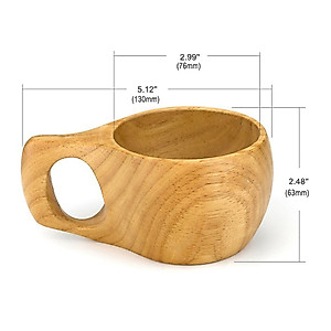 Ecloud Shop® Grade Natural Rubber Wood Coffee Mug,Teacups, Decorative Cups