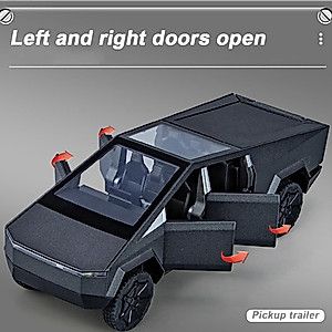 1/32 Diecast Pickup Trailer RV Model Toy Truck with Beach Motorcycle, Alloy Metal Pickup Truck Model Diecast Vehicles with Sound Light Pull Back, Birthday Gifts for Boys Adults (Dark Grey)