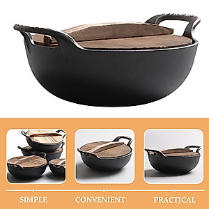 Cast Iron Oven Pot Non-stick Wok Skillet with Lid Handles 7.86 inch Round Cooking Pan Cast Iron Saucepan Camping Cookware Frying Pan