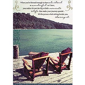 Designer Greetings Adirondack Chairs on Dock Photo Religious Birthday Card for Husband