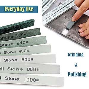 CBRIGHT 7pcs Knife Sharpening Stone Set,7 Grit Green Silicon Carbide Whetstone Stick Honing Stone for Knife,Scissor,Moldel and Bladed Tools 80# 150# 240# 400# 600# 800# 1000# (5.9x0.47x0.24Inch)